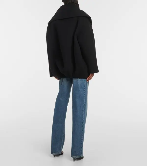 Alaïa Cocoon Wrap Virgin Wool Coat - Black