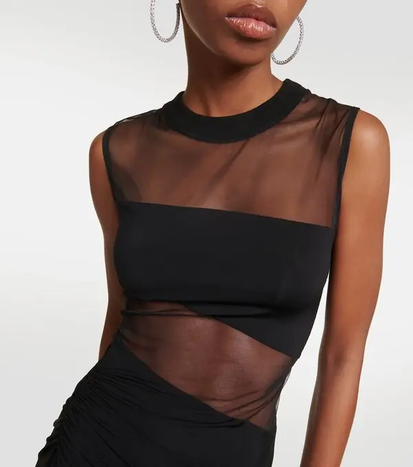 NENSI DOJAKA Mesh And Jersey Maxi Dress