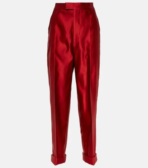 TOM FORD Silk Duchesse Tape Trousers - Red