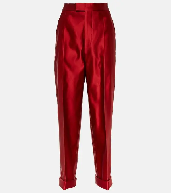 TOM FORD Silk Duchesse Tape Trousers - Red