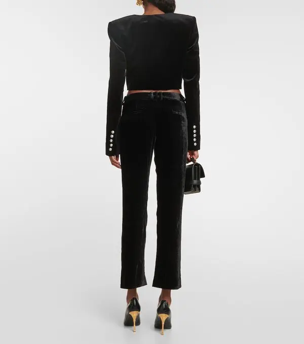 Balmain Cropped Velvet Trousers