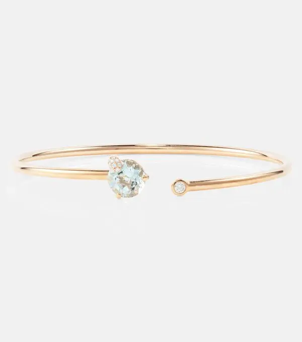 BUCHERER FINE JEWELLERY 18kt Rose Bangle With Aquamarine And Diamonds - Gold