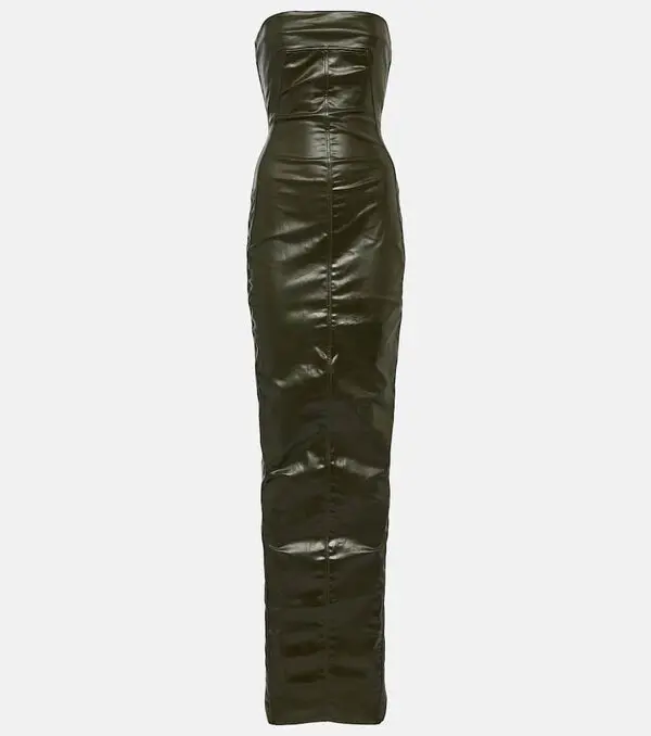 Rick Owens Strapless Denim Gown - Green