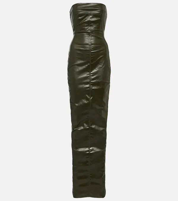 Rick Owens Strapless Denim Gown - Green