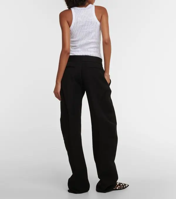 Attico Wide-leg Satin Pants - Black