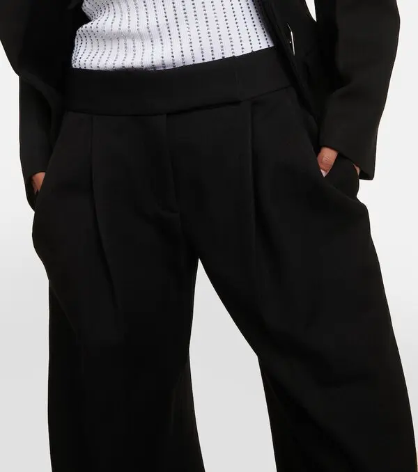 Attico Wide-leg Satin Pants - Black