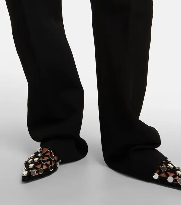 Attico Wide-leg Satin Pants - Black