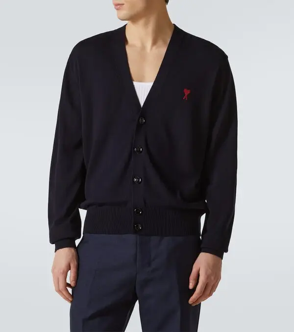 AMI Paris De Cœur Wool Cardigan