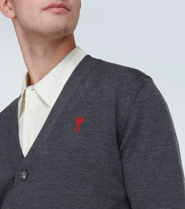 AMI Paris De Cœur Wool Cardigan