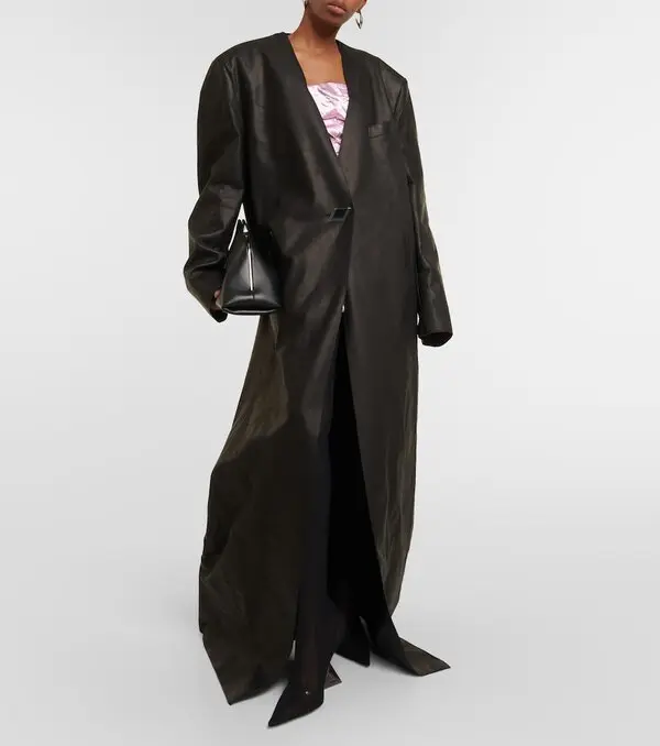 Attico Leather Maxi Coat