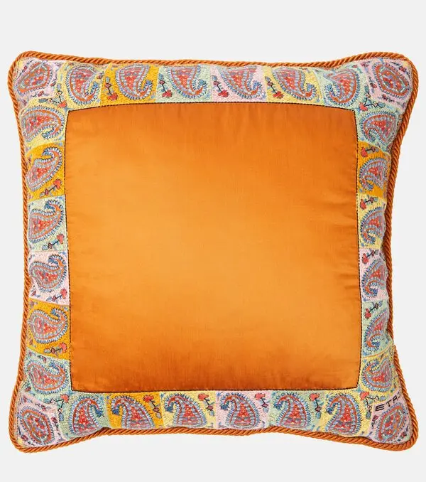 Etro Embroidered Cushion - Orange