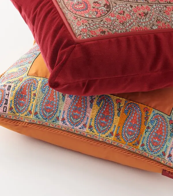 Etro Embroidered Cushion - Orange