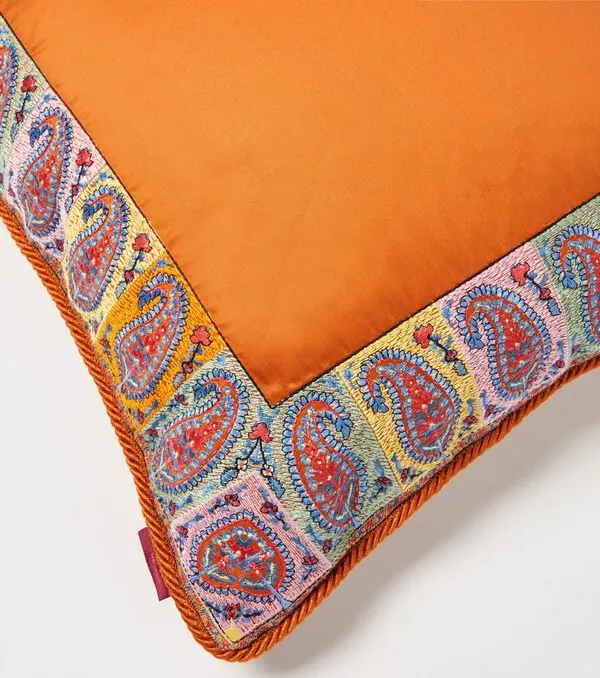 Etro Embroidered Cushion - Orange