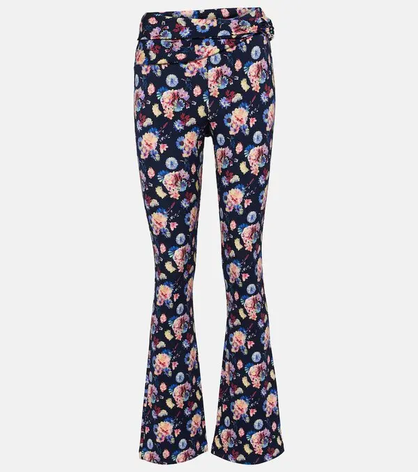 Rabanne Floral High-rise Trousers - Blue