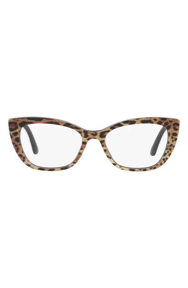 Dolce & Gabbana 54mm Cat Eye Optical Glasses - Black Brown