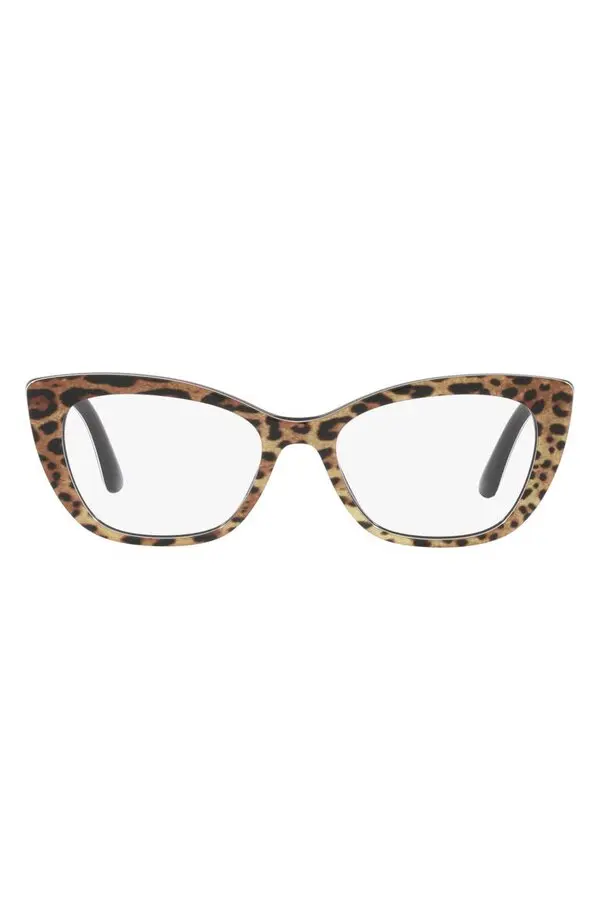 Dolce & Gabbana 54mm Cat Eye Optical Glasses - Black Brown