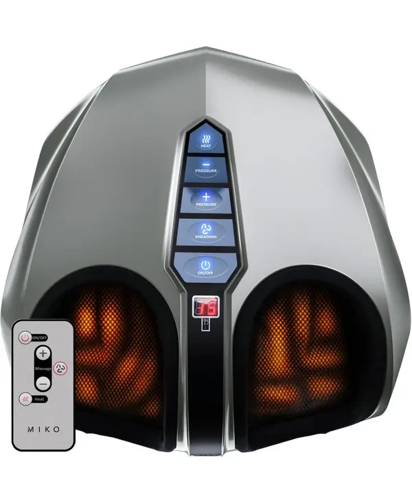 MIKO Shiatsu Foot Massager Machine With Kneading And Switchable Heat - Silver
