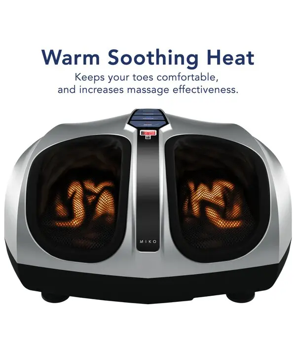 MIKO Shiatsu Foot Massager Machine With Kneading And Switchable Heat - Silver