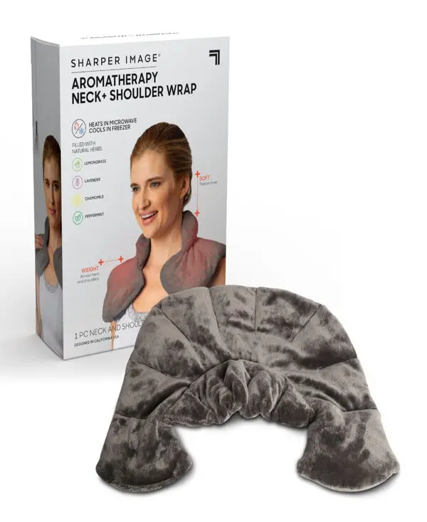 SHARPER IMAGE Warming & Cooling Aromatherapy Neck & Shoulder Wrap Pad - Grey