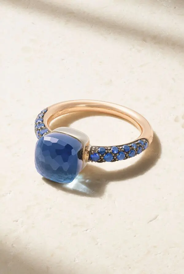 Pomellato Nudo Classic Rhodium-plated 18-karat Rose And White Multi-stone Ring