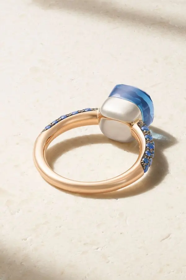 Pomellato Nudo Classic Rhodium-plated 18-karat Rose And White Multi-stone Ring