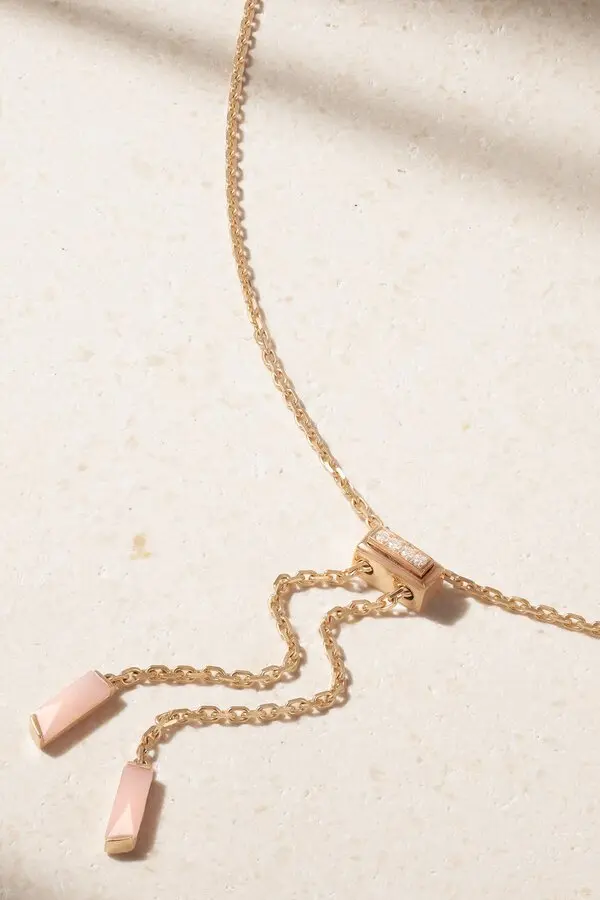 GARRARD Wings Rising 18-karat Rose Opal And Diamond Pendant Necklace