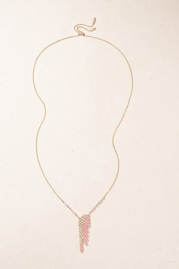 GARRARD Wings Rising 18-karat Rose Opal And Diamond Pendant Necklace