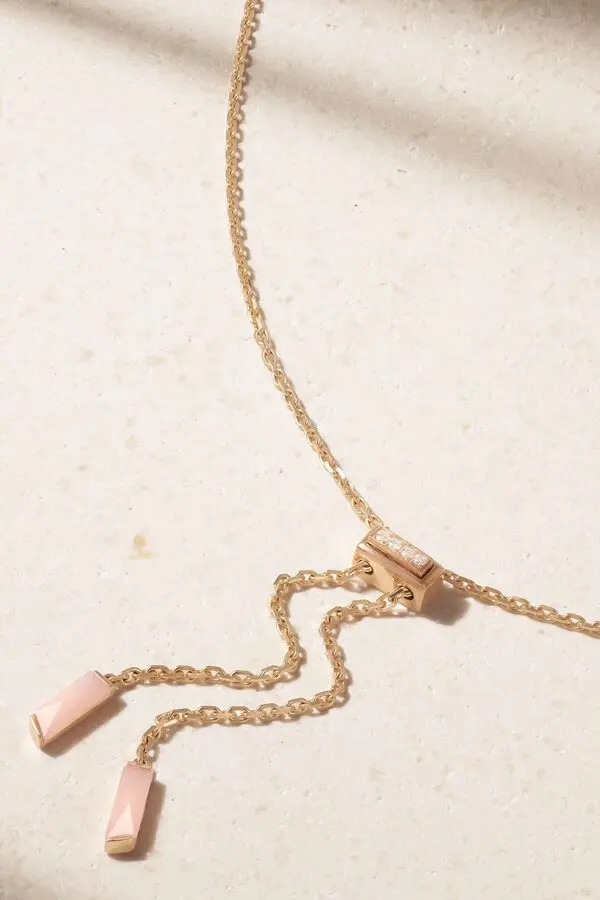 GARRARD Wings Rising 18-karat Rose Opal And Diamond Pendant Necklace