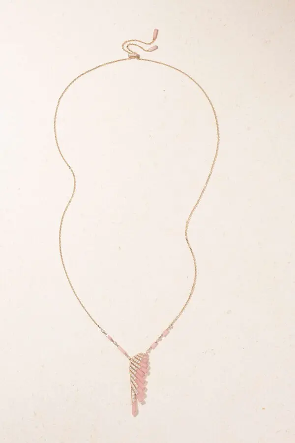 GARRARD Wings Rising 18-karat Rose Opal And Diamond Pendant Necklace