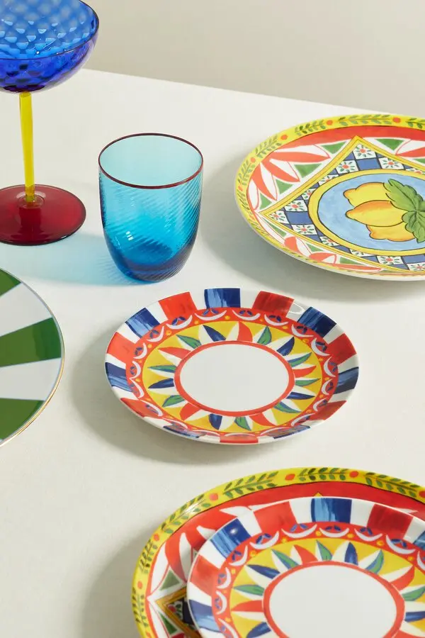 Dolce & Gabbana Set Of Two Printed Porcelain Dessert Plates