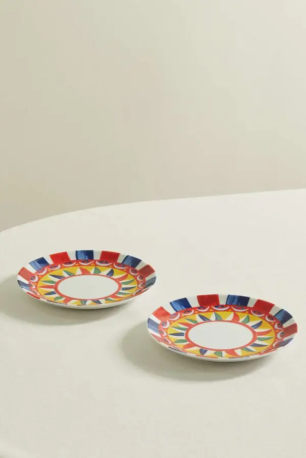 Dolce & Gabbana Set Of Two Printed Porcelain Dessert Plates