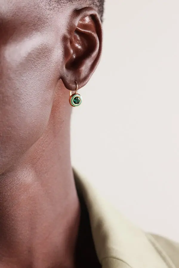 Alison Lou Cocktail Emerald And Enamel Earrings