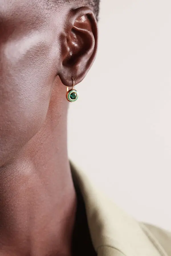 Alison Lou Cocktail Emerald And Enamel Earrings