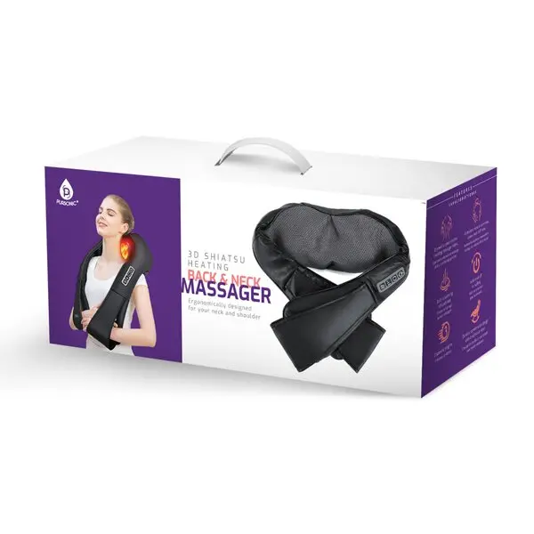 PURSONIC 3d Shiatsu Heating Back And Neck Massager - Black