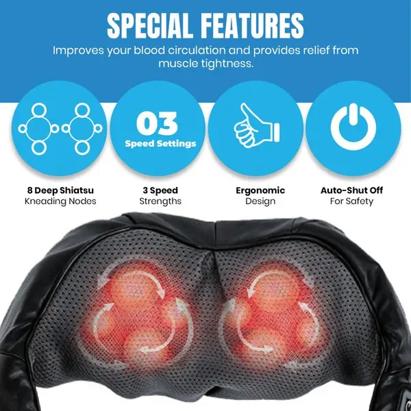 PURSONIC 3d Shiatsu Heating Back And Neck Massager