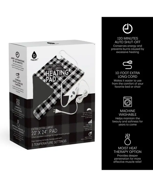 PURSONIC Extra Large Electric Heating Pad - Black