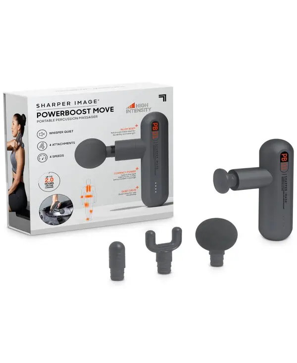 SHARPER IMAGE Powerboost Move Deep Tissue Travel Percussion Massager - Gray