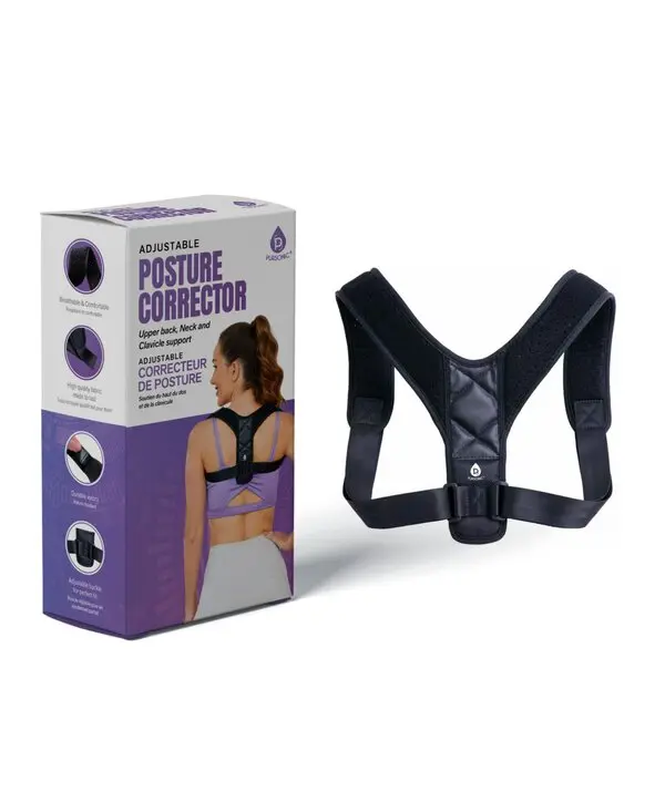 PURSONIC Adjustable Posture Corrector Upper Back - Black