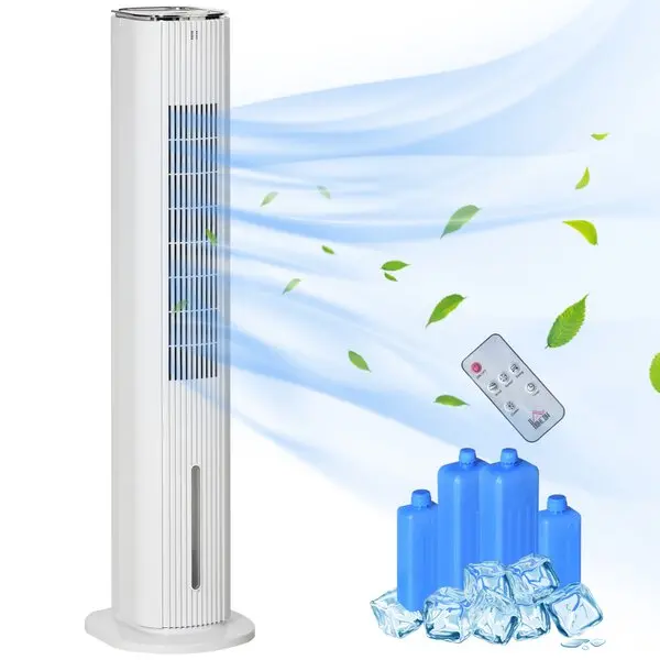 HOMCOM Portable Air Cooler And Humidifier Cooling Fan For Bedroom - White
