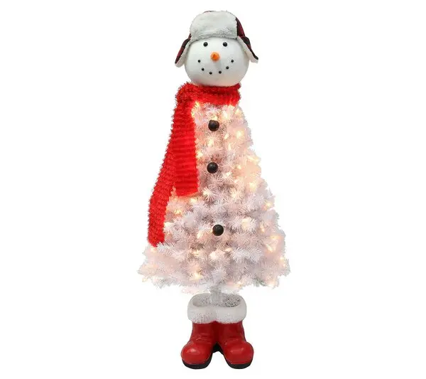 PULEO INTERNATIONAL Puleo Pre-lit 4' Snowman Christmas Tree With 10 Lights - One-color