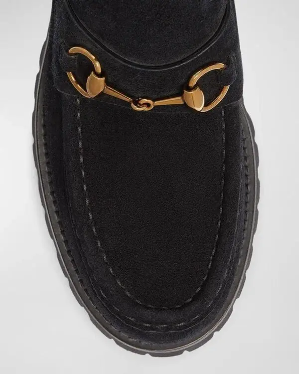 Gucci Suede Horsebit Booties - Black
