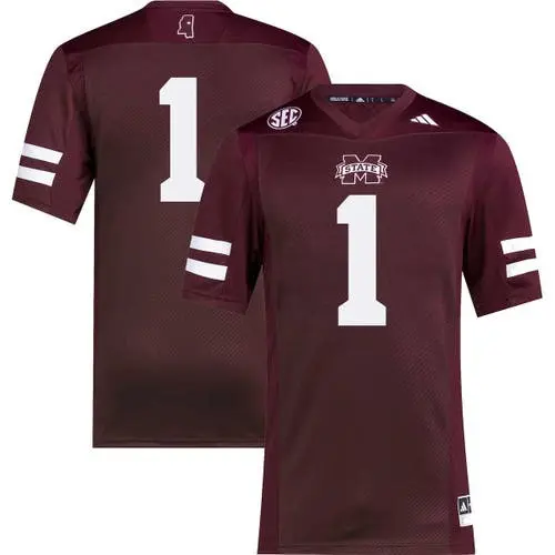 Adidas 1 Mississippi State Bulldogs Premier Football Jersey - Maroon