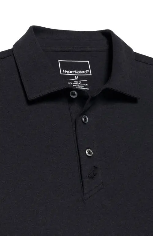 HYPERNATURAL Dagger Supima® Cotton Blend Slim Fit Polo - Magpie Black