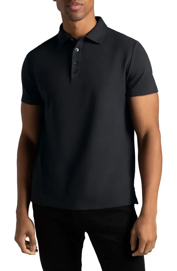 HYPERNATURAL Dagger Supima® Cotton Blend Slim Fit Polo - Magpie Black