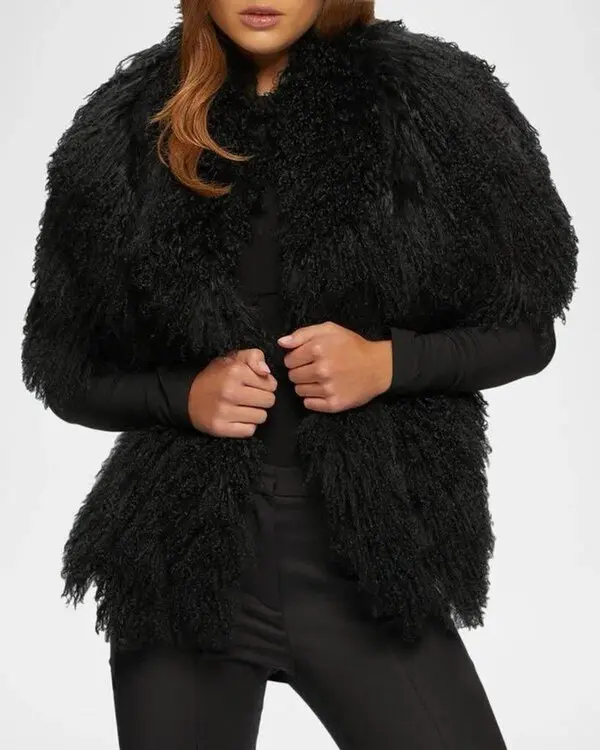 Gorski Mongolian Lamb Stole - Black