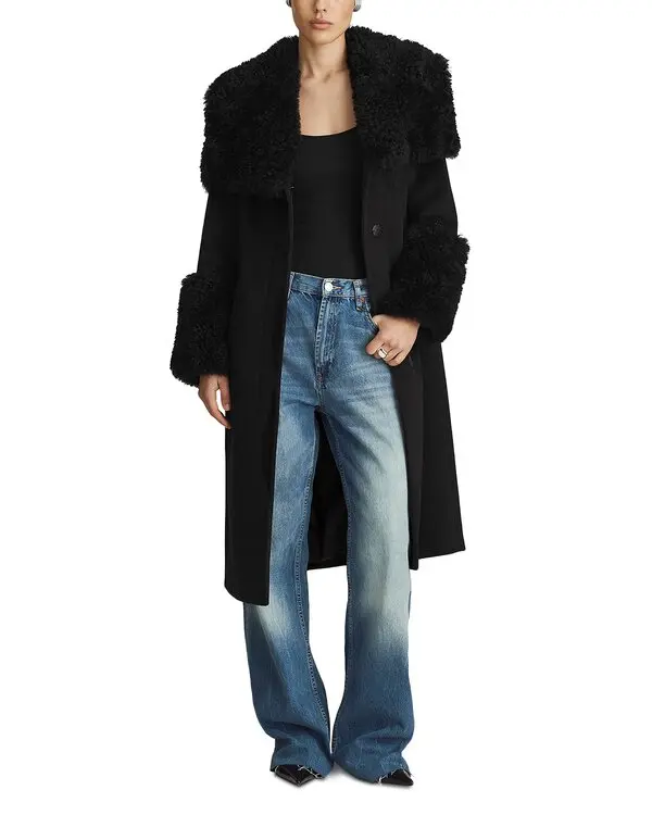 Dawn Levy Athena Shearling Trim Coat