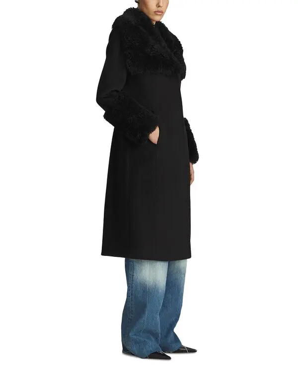 Dawn Levy Athena Shearling Trim Coat