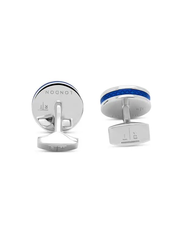 Tateossian Palladium Enamel Round Cufflinks