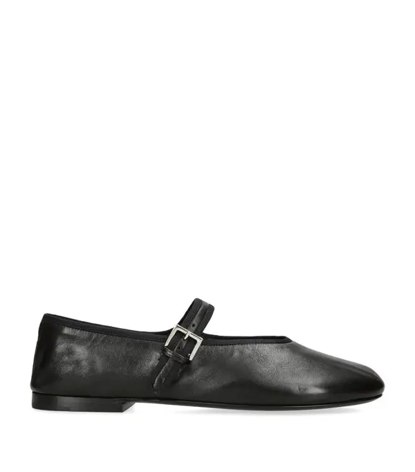 THE ROW Boheme Leather Mary Jane Flats - Black