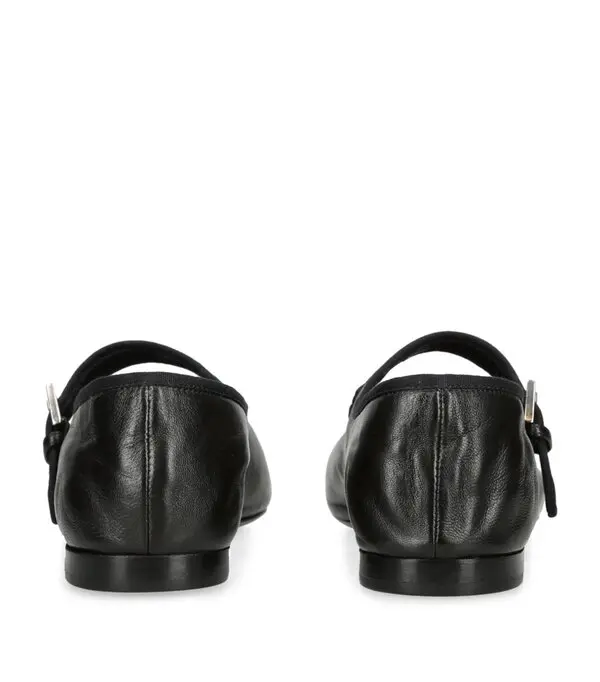 THE ROW Boheme Leather Mary Jane Flats - Black